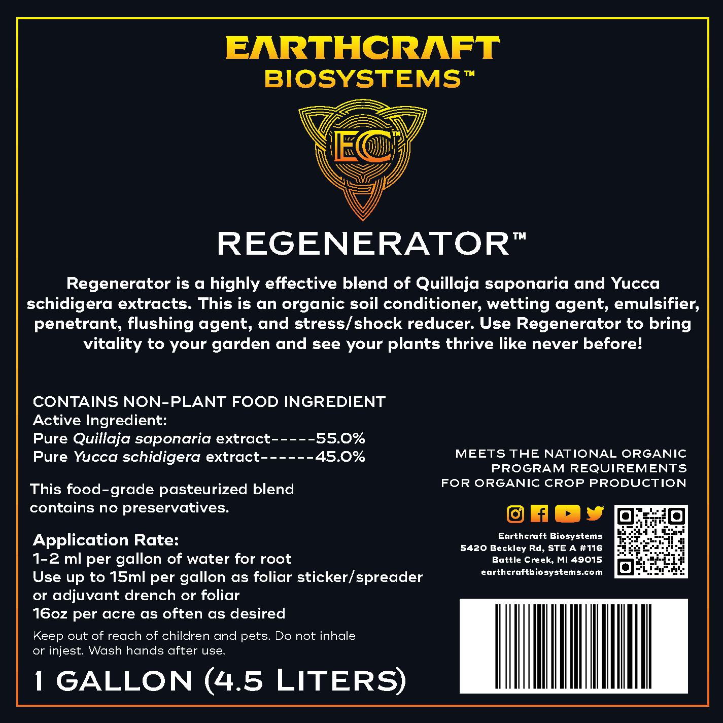 Earthcraft Regenerator (Pure Quillaja and Yucca Extract) – MI Beneficials